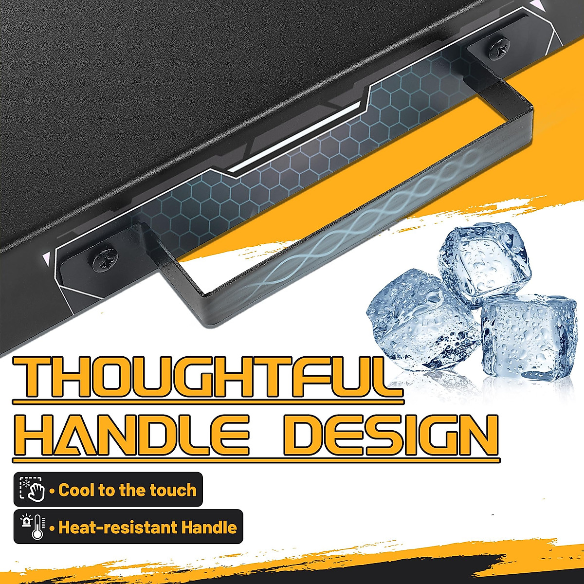 Kojem Hinged Lid Griddle Cover Compatible with 28 inch Blackstone Griddle with Rear & Right Grease Collection Steel Powder Coated Black