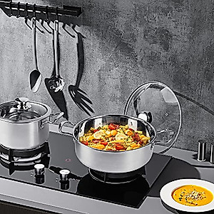 Stainless steel pot set,6 Piece Kitchen Induction Cookware Sets with Glass Lids, Stay Cool Handle, Works with Induction, Electric and Gas Cooktops, Oven Safe，Dishwasher