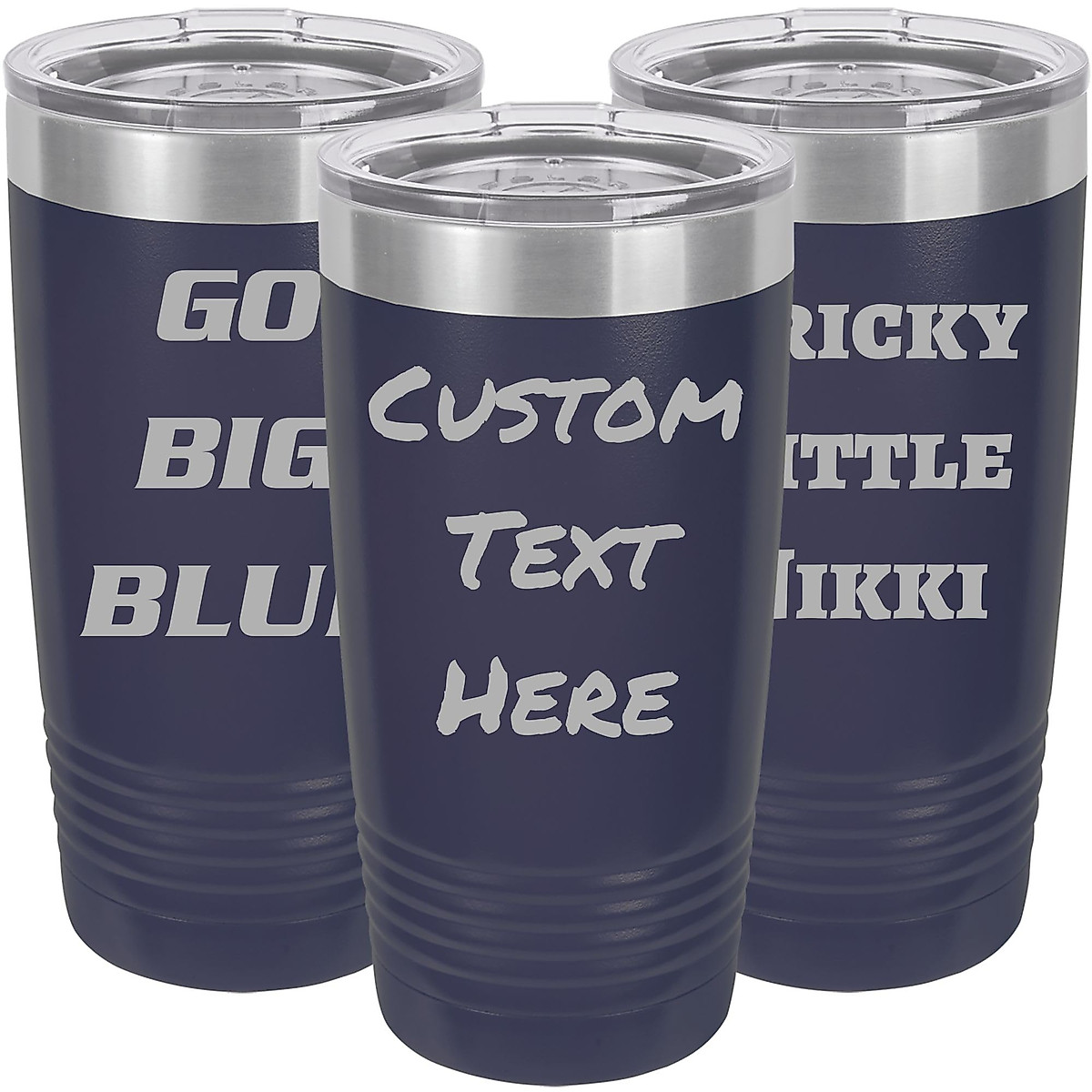 OEZZO Customized Tumblers With Names, Double Wall Personalized Bottles with Splash and Leak Proof Upgraded Slider Lid for Birthdays, Mom, Dad, Friends, Co-Workers (20oz, Navy Blue)