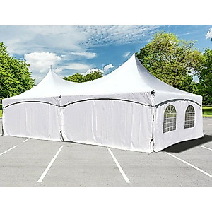 TentandTable 20' x 30' High Peak Frame Deluxe Canopy Tent w/Sidewalls, Outdoor Waterproof Complete Setup for Parties, Graduations, Weddings, Events, 2.5 Inch Durable Aluminum Frame, White Tent