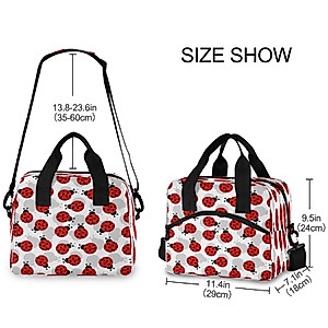 Animal Ladybugs Print Lunch Bag Reusable Lunch Tote Bag Thermal Cooler Bag Insulated Lunch Box with Adjustable Shoulder Strap for Office School Outdoor Picnic
