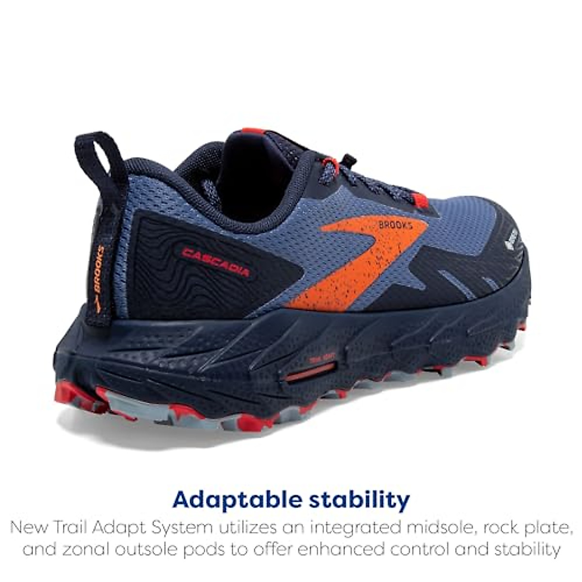 Brooks Women’s Cascadia 17 GTX Waterproof Trail Running Shoe - Navy/Bittersweet/Peacoat - 8 Medium