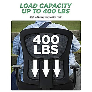 Big and Tall Office Chair 400lbs Cheap Desk Chair Mesh Computer Chair with Lumbar Support Wide Seat Adjust Arms Rolling Swivel High Back Task Executive Ergonomic Chair for Women Men,Black