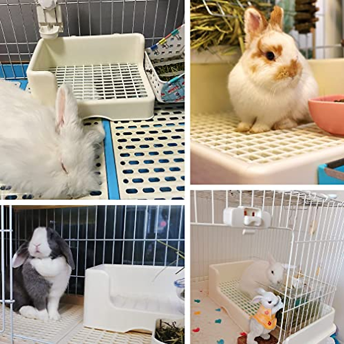 BNOSDM Bunny Litter Box with Tray Dwarf Rabbit Cage Potty Trainer Corner Small Animal Toilet Plastic Detachable Pet Guinea Pig Litter Pan Bedding Box for Chinchillas Galesaurs Ferret