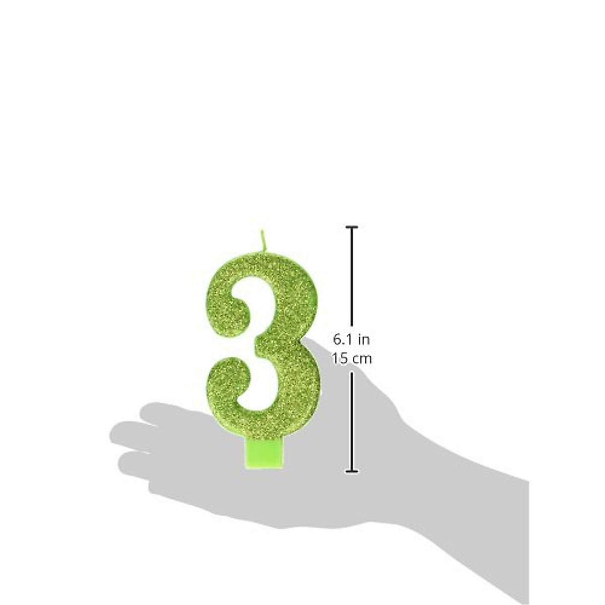 Amscan Glitter Numeral Candle, 5 1/4", Kiwi