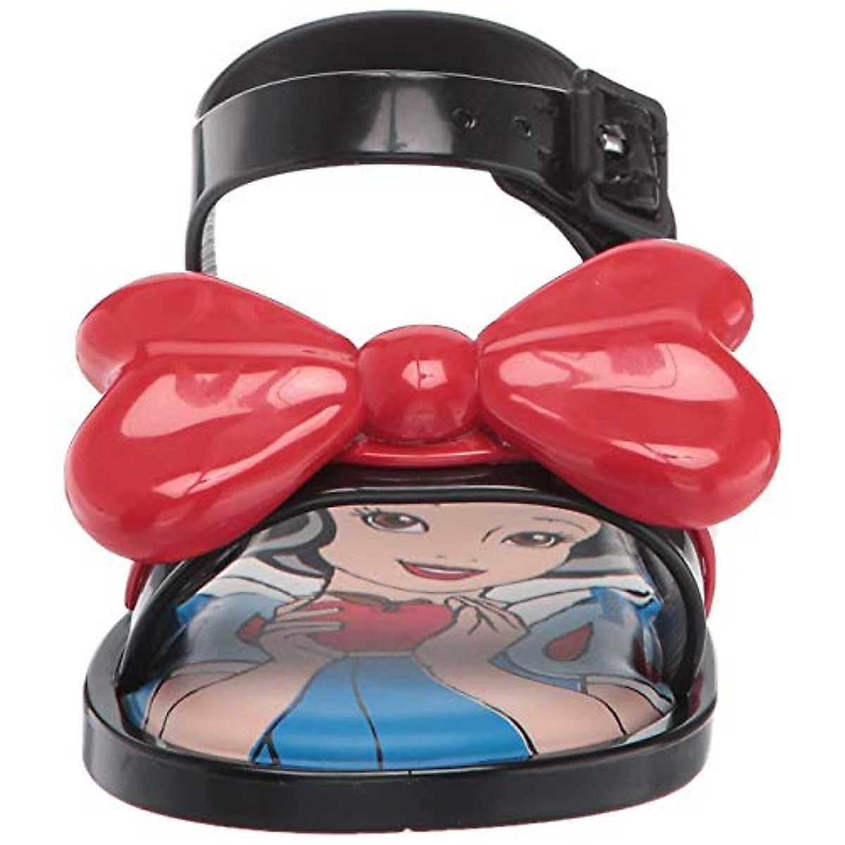 Mini Melissa Baby-Girl's Mini MAR Sandal + Snow White Slipper, BLK Glossy, 7 Medium US Toddler