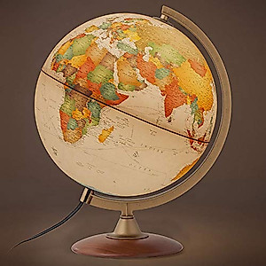 Waypoint Geographic Journey Globe, 12" Illuminated Antique Ocean-Style World Globe, Up-to-Date Globe, Durable Design, Reference Globe, Complements Any Home or Office Decor