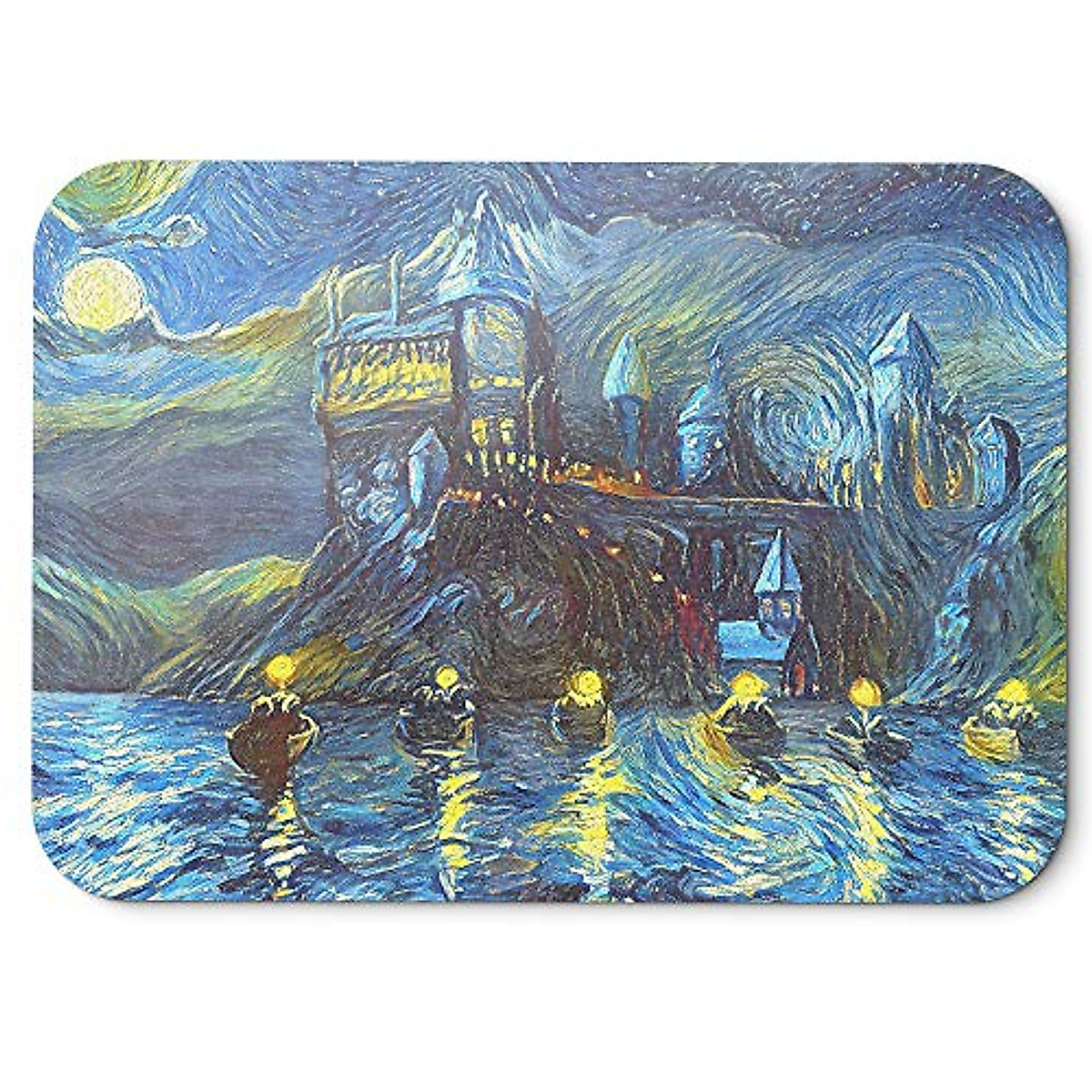 Westlake Art Starry Night Castle Night Boats Non-Slip Rubber Abstract Artwork Home Office Computer Laptop PC Mac Mouse Pad - 8x9 Inch