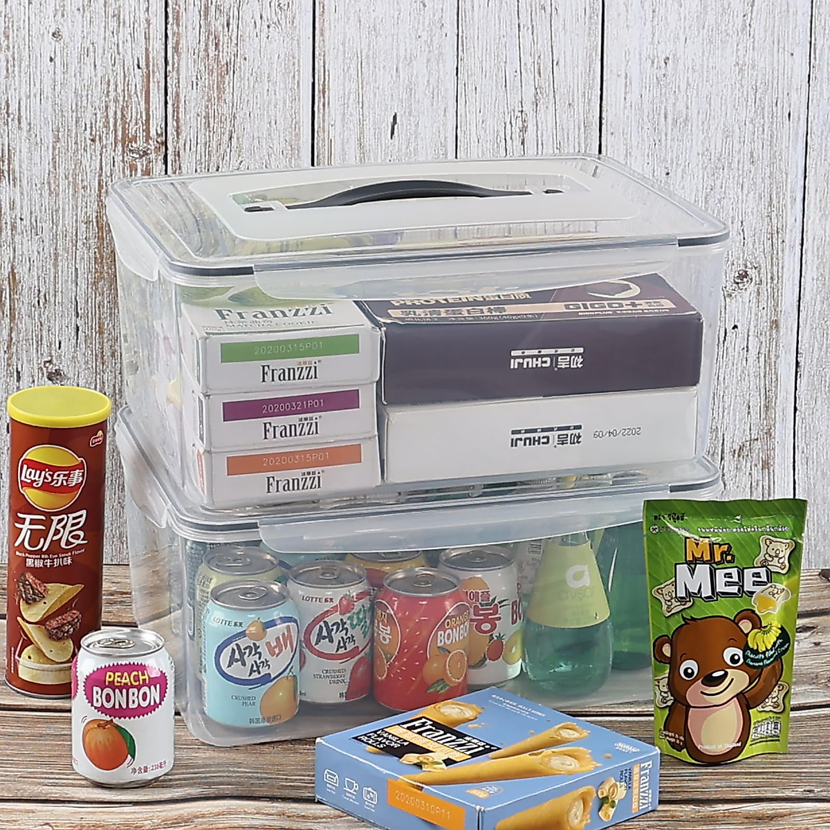 Jandson 4-Pack 14.5 L Plastic Seal Lid Food Storage Container, Clear Airtught Storage Box Bins with Handles