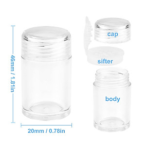 6 Packs Clear Plastic Loose Powder Jar 10 ml Empty Face Powder Case Eyeshow Powder Box Makeup Concealer Powder Sifter Container Cosmetic Powder Sample Pots Bottles