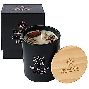 Lemon Cinnamon Scented Soy Wax Candle by BrightWize