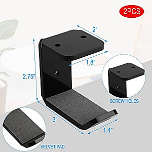 Cosmos 2 Pcs Headphone Hanger Mount Under-Desk Headset Hanger Hook Earphone Holder Wall Mount Hooks with Adhesive Tape & Screw Set Compatible with PC Gaming DJ Headset, Acrylic (Solid Black)