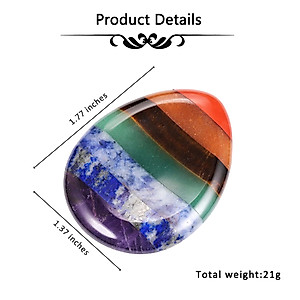 CrystalTears Chakra Worry Stone for Anxiety Healing Crystal Thumb Worry Stones Pocket Palm Stones Stress Relief Reiki Healing Meditation