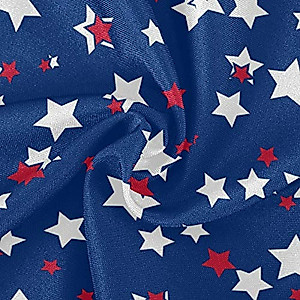 Xigua Patriotic Star Round Tablecloth 60" Waterproof Spillproof Polyester Fabric Table Cover with Zipper Umbrella Hole for Outdoor Patio Garden Dining Party