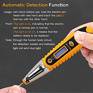 Smgda Digital Voltage Circuit Tester Pen 12V-220V DC & AC Voltage Detector NO Battery Intelligent Induction Electroprobe with LED Light for Home Repair and Detection