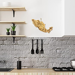 Totally Bamboo Destination Mexico Shaped Serving and Cutting Board, Includes Hang Tie for Wall Display