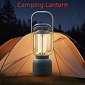 ArtiN-X Retro Cordless Lantern Table Lamp, 40 Hours Long Lasting Dimming Night Light, Small Rechargeable Battery Operated Light for Cruise Nightstand Travel Camping Nightstand, Decoration, Gift- White