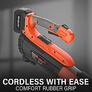 MAXLANDER Cordless Leaf Blower, 20V 350CFM Battery Powered Leaf Blowers for Lawn Care, Electric Lightweight Leaf Blower with 2-Speed Dial for Leaf/Snow/Dust Blowing (4.0Ah Battery & Charger Included)