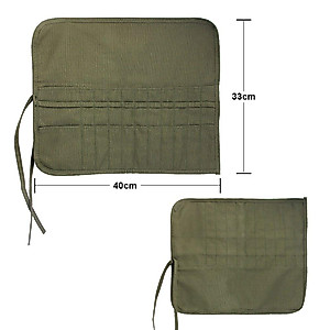 JTDEAL Paint Brush Holder, 22 Slots Paint Brush Storage for Acrylic Oil Watercolor Gouache Artist Paint Brush Roll Canvas Pouch, Silver White Holds 100 Brushes