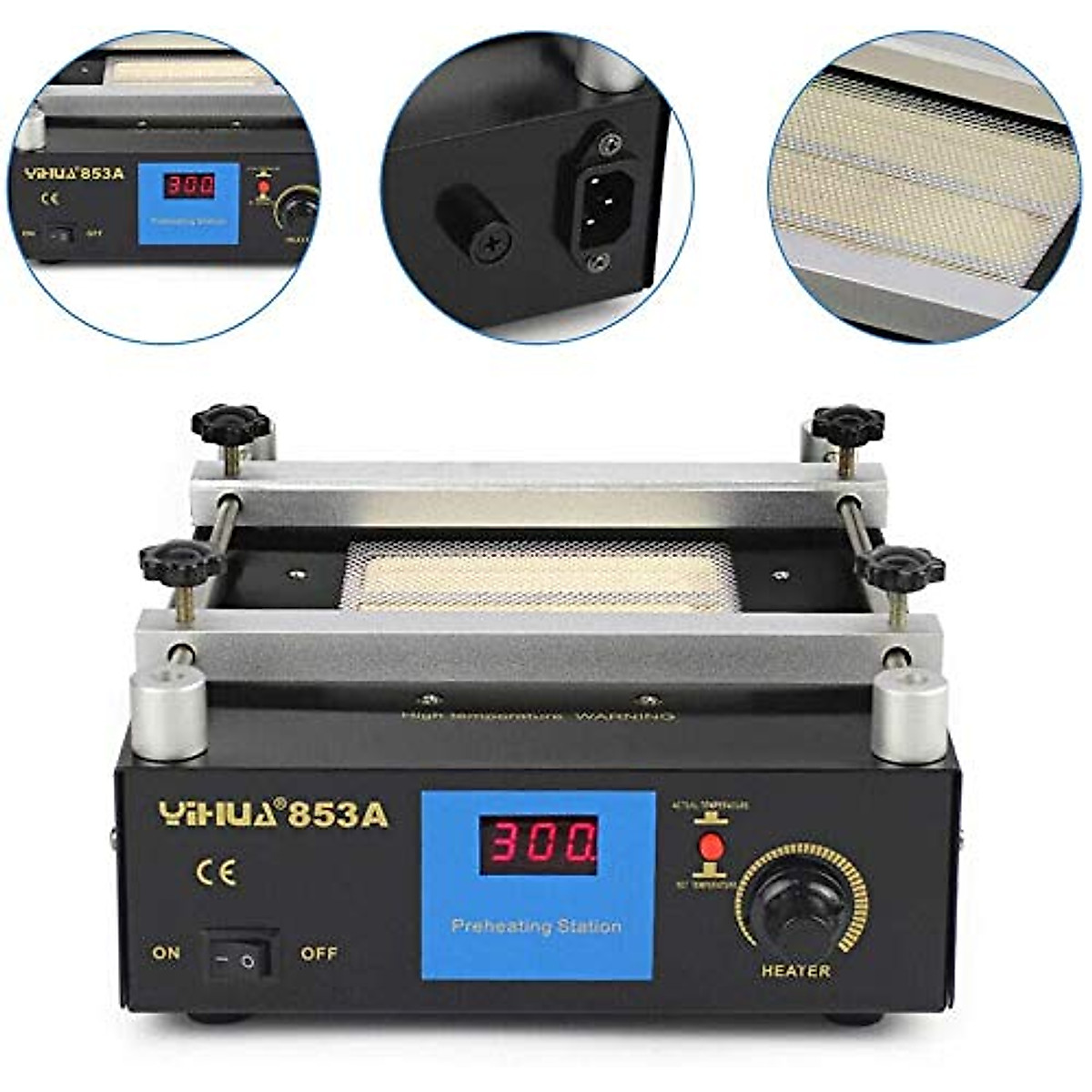 853A 600W IR Preheating Rework Station PCB Infrared Preheater BGA Rework Hot Plate Preheating Oven Welder 50℃-350 ℃ 110V