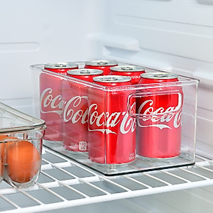 Youngever 2 Pack Stackable Plastic Storage Organizer Container Bin, Stackable Storage Bins with Handler for Refrigerator, Pantry (10" x 6" x 5")