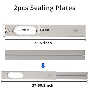Shinco Sliding Door Air Conditioner Window Sealing Plate with Special Designed Lock Portable Air Conditioners, Adjustable Length Portable AC Vent Kit, 26.57in.-38.58in. Short Plate (Single)