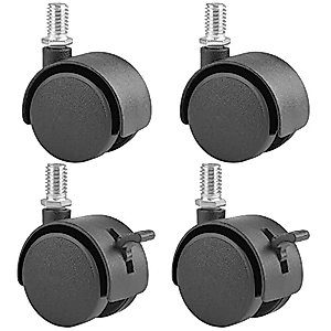 CRLGO 4 Pcs 1.5" Nylon Plastic Swivel Casters Wheel with Brakes, M6 Nylon Furniture Wheel Replacement, Swivel Cart Wheels, Workbench Small Casters