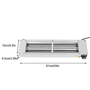 60" Electric Strip Heater 1000W 110V Commercial Grade Infrared Food Warmer Temperature Adjustable Overhead Warmer (60 Inch)