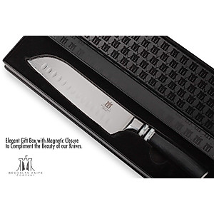 Brooklyn Knife Co. Santoku Knife - Japanese Seigaiha Series - Etched High Carbon Steel 7-Inch