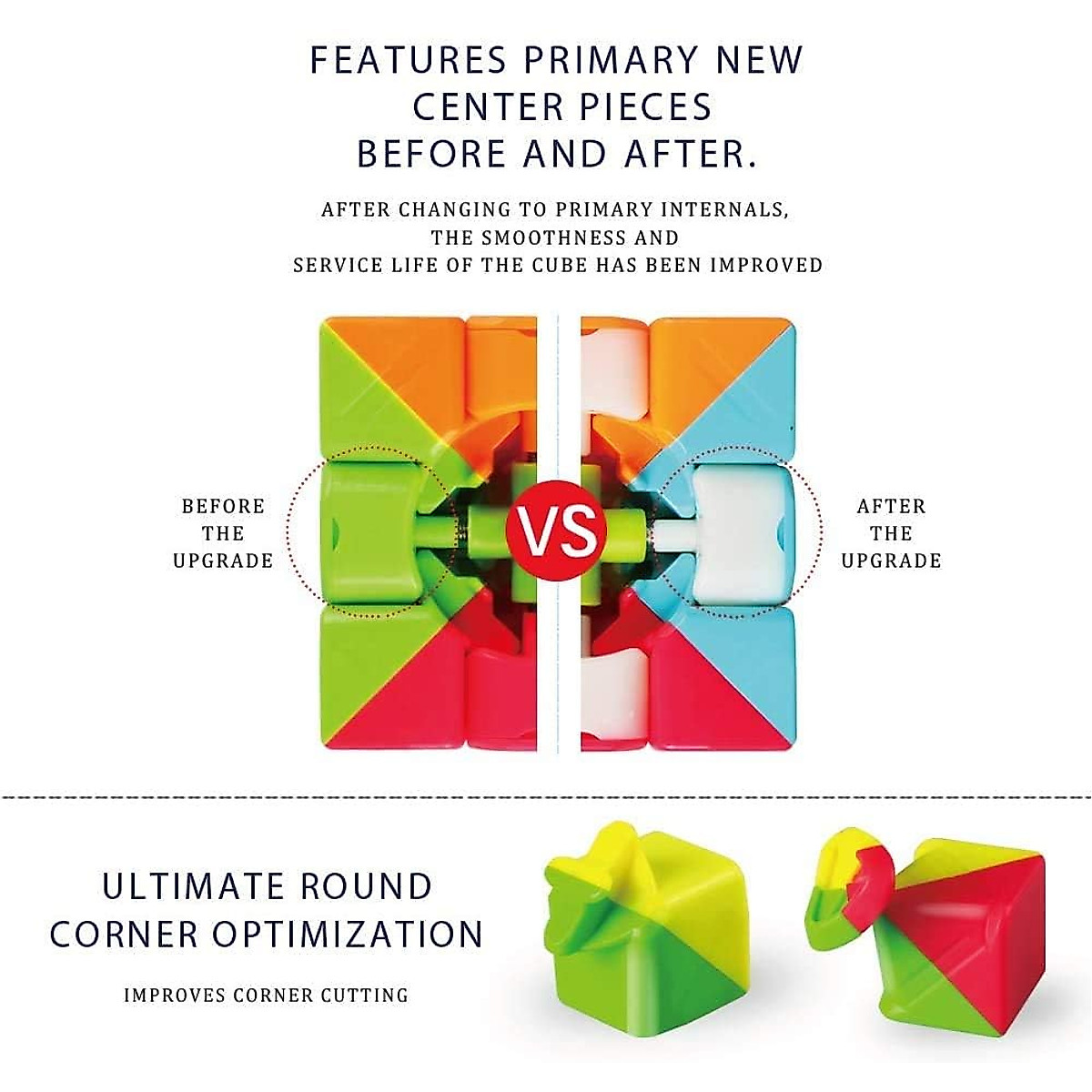 QY Toys Warrior W Speed Cube 3x3- Stickerless Magic Cube 3x3x3 Puzzles Toys (56mm), The Most Educational Toy to Effectively Improve Your Child's Concentration, responsiveness and Memory…