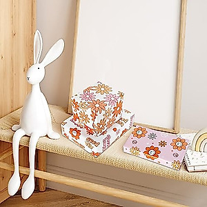 AnyDesign 12 Sheet Groovy Wrapping Paper Folded Flat Boho Rainbow Daisy Flower Rainbow Gift Wrap Paper Bulk Retro Art Paper for Birthday Wedding Baby Shower DIY Craft Gift Packing, 19.7 x 27.6 Inch