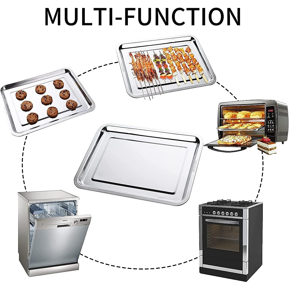 Ponliumer Stainless Steel Baking Tray Pan Compatible with Cuisinart Toaster Oven Tray,Suitable for Cuisinart Air Fryer TOA-060 and TOA-065.…