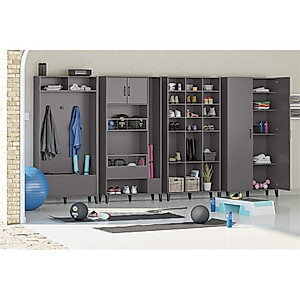 Ameriwood Home Flex Athletic Shoe Storage Cabinet for Boots & Tennis Shoes, Graphite