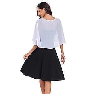 Fttyeiby Shawls and Wraps for Evening Dresses Chiffon Soft Wedding Guest Shawl Cape V Neck Capelets White