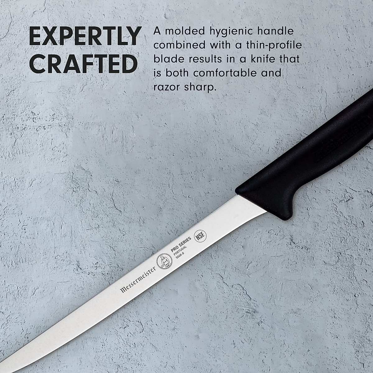 Messermeister Pro Series 8” Flexible Fillet Knife - German X50 Stainless Steel & NSF-Approved PolyFibre Handle - 15-Degree Edge, Rust Resistant & Easy to Maintain - Made in Portugal