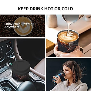 GTKSYNVE Reusable Coffee Mug with Lid and Handle, Planet Ice and Fire Tumbler for Hot & Cold Drinks 16oz Stainless Steel Insulated Coffee Tumblers Double Wall Vacuum Thermal Cup