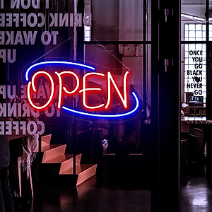 HAJAE Open Signs for Business, 16.5"x 8.4" Dimmable Neon Open Sign, USB Powered Large Open Signs for Party Bar Salon Stores Offices Wall Decor, Open Sign Led