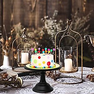 Set of 3 Pieces Black Iron Cake Stands 12" 10" 8" Cake Holder Dessert Display Plate Serving Tray for Baby Shower Wedding Birthday Party Halloween Family Party (Style A)