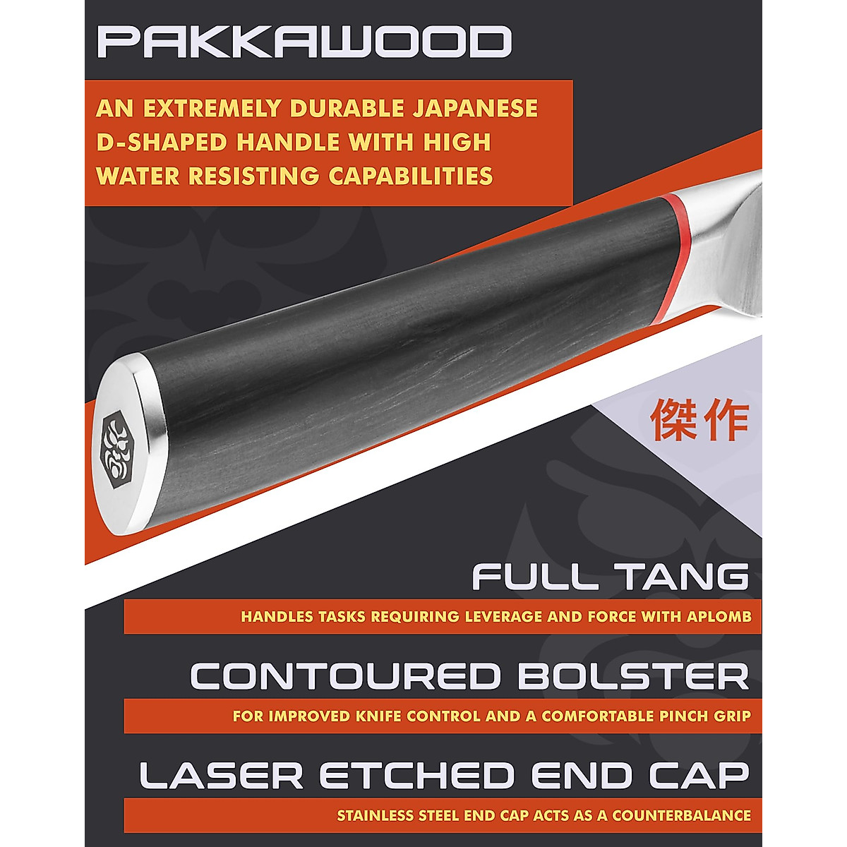 KESSAKU 4-Inch Paring Knife - Spectre Series - Forged Japanese AUS-8 High Carbon Stainless Steel - Pakkawood Handle with Blade Guard