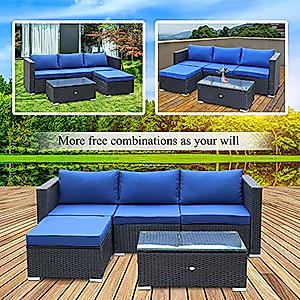 5 Piece Patio Furniture Set,Patio Conversation Sets,Wicker Patio Furniture Sets,PE Rattan Outdoor Furniture,Outdoor Sectional Sofa Set,Backyard Deck Furniture Sets