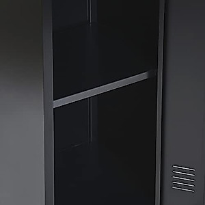 FurnitureR Metal Storage Organizer Office File Cabinet Floor Standing 54.1 inches1 Door 3 Shelves Removable, Commercial Home Use, Black