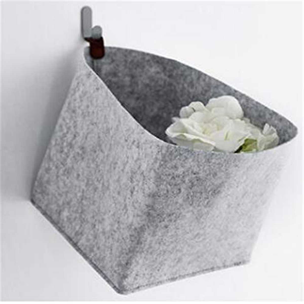 Timesuper Felt Storage Basket Bins Desktop Organizer Container with Handles Home Decoration,Gray