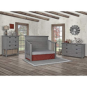 Evolur Waverly 5-in-1 Full Panel Convertible Crib in Rustic Grey, Greenguard Gold Certified , 58.75x31.25x46.5 Inch (Pack of 1)