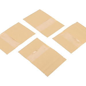 SHEUTSAN 200 Pack 4 x 6 Inch Kraft Zip Lock Pouch with Window, Brown Stand Up Pouches Bags, Resealable Bag for Dry Food, Snack