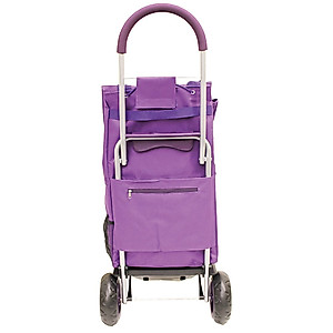 dbest products Trolley Dolly Purple Foldable Shopping cart for Groceries with Wheels and Removable Bag and Rolling Personal Handtruck Standard, 1 unit