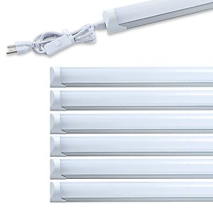 Greess 6 Pack LED T8 Shop Light, 4FT 24W 6000K Daylight White Linkable LED Integrated Tube Lights with Milky Cover, LED Bar Lights for Garage,Workshop,Workbench with On/Off Plug Cord