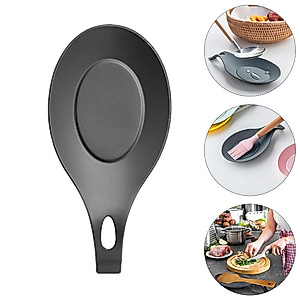 Cabilock 2pcs Silicone Spoon Mat Cooking Spoon Holder Metal Spoon Rest Soup Ladle Holder Large Spatula Holder Cutlery Rest Chopstick Silicon Utensils Tablespoon Silica Gel Food Grade