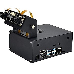 waveshare Metal Case (C) Enclosure for Jetson Nano Developer Kit and B01 Version with Camera Holder,Reset,Power Buttons Compatible IMX219 Series Camera,Wireless-AC8265,Cooling Fan