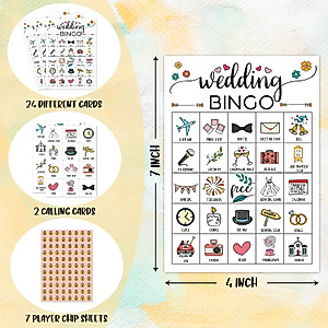 RLCNOT Wedding Party Bingo Game, 24 Players Bingo Game, for Bridal Shower Wedding Shower, Engagement Bachelorette Party, Reception Activity Supplies - 001