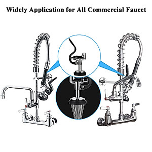 KWODE Pre-Rinse Spray Valve Commercial Kitchen Sink Faucet Sprayer Head with Hand Grip Assembly 1.42GPM High Pressure Dish Sprayer Nozzle Kit for Restaurant Industrial Faucet, Chrome (Black)